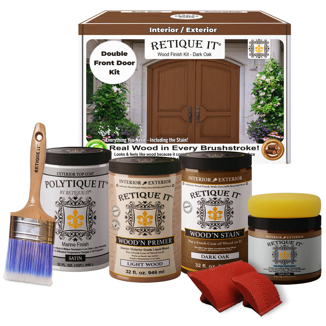 Wood'n Finish Double Door Kit (Grained) - Dark Oak | Retique It® Shop