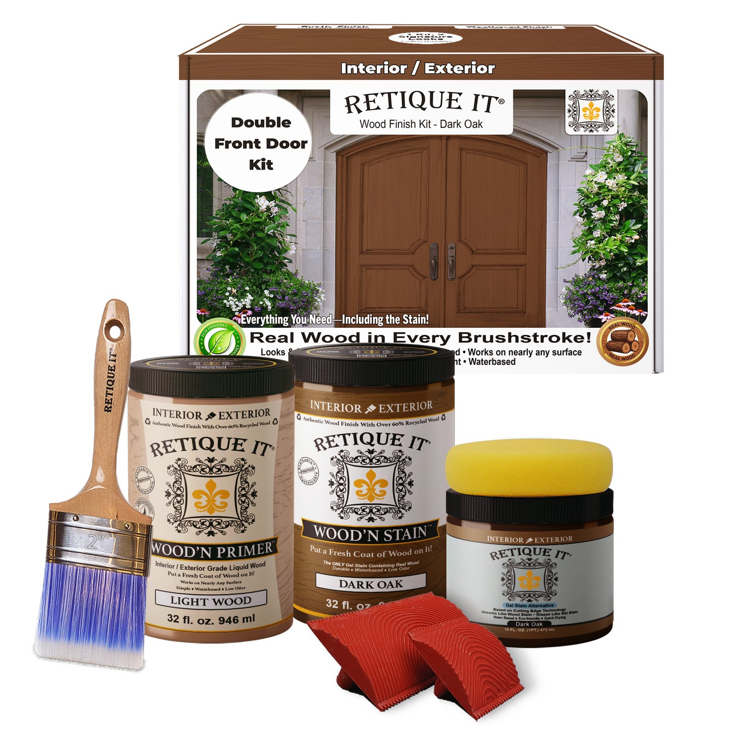 Wood'n Finish Double Door Kit (Grained) - Dark Oak | Retique It® Shop