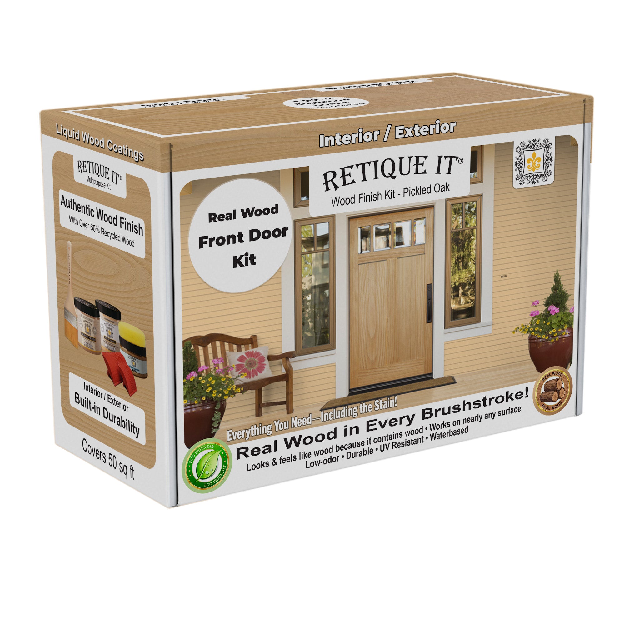 Wood'n Finish Front Door Kit (Grained) - Pickled Oak | Retique It® Shop