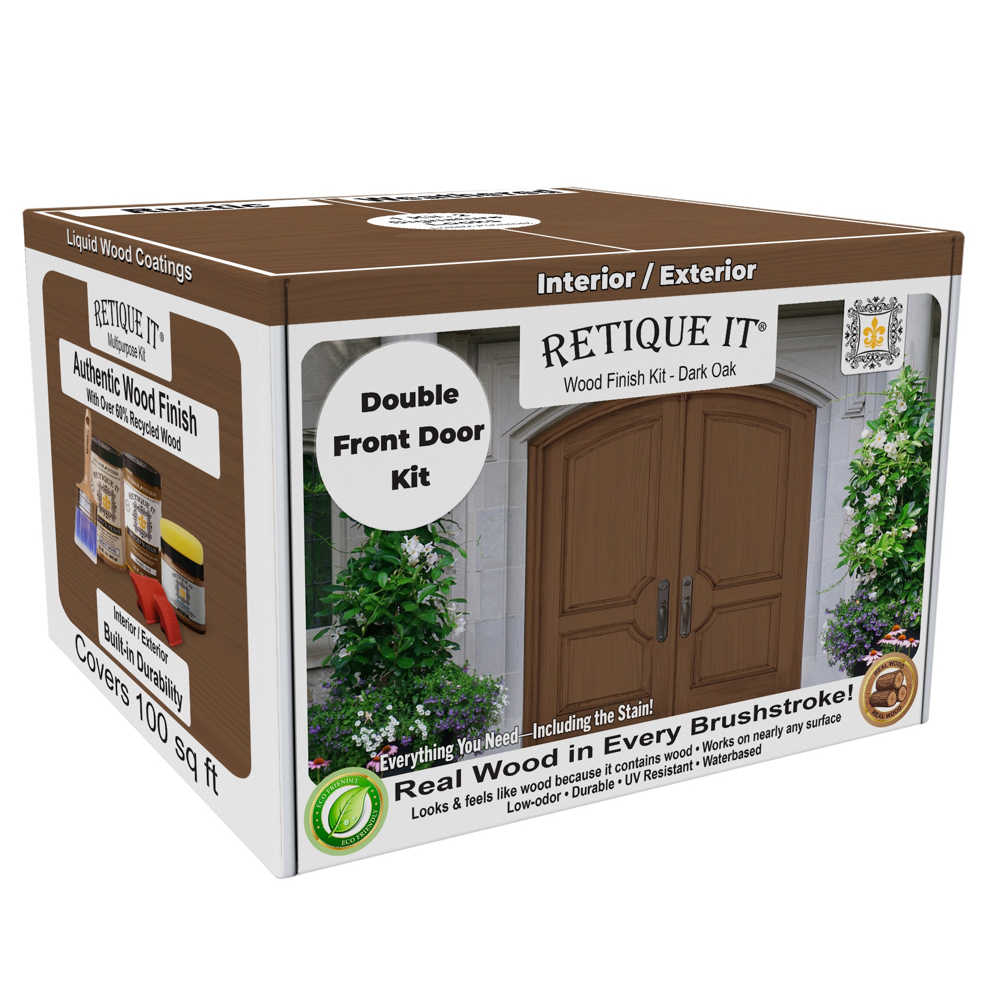 Wood'n Finish Double Door Kit (Grained) - Dark Oak | Retique It® Shop