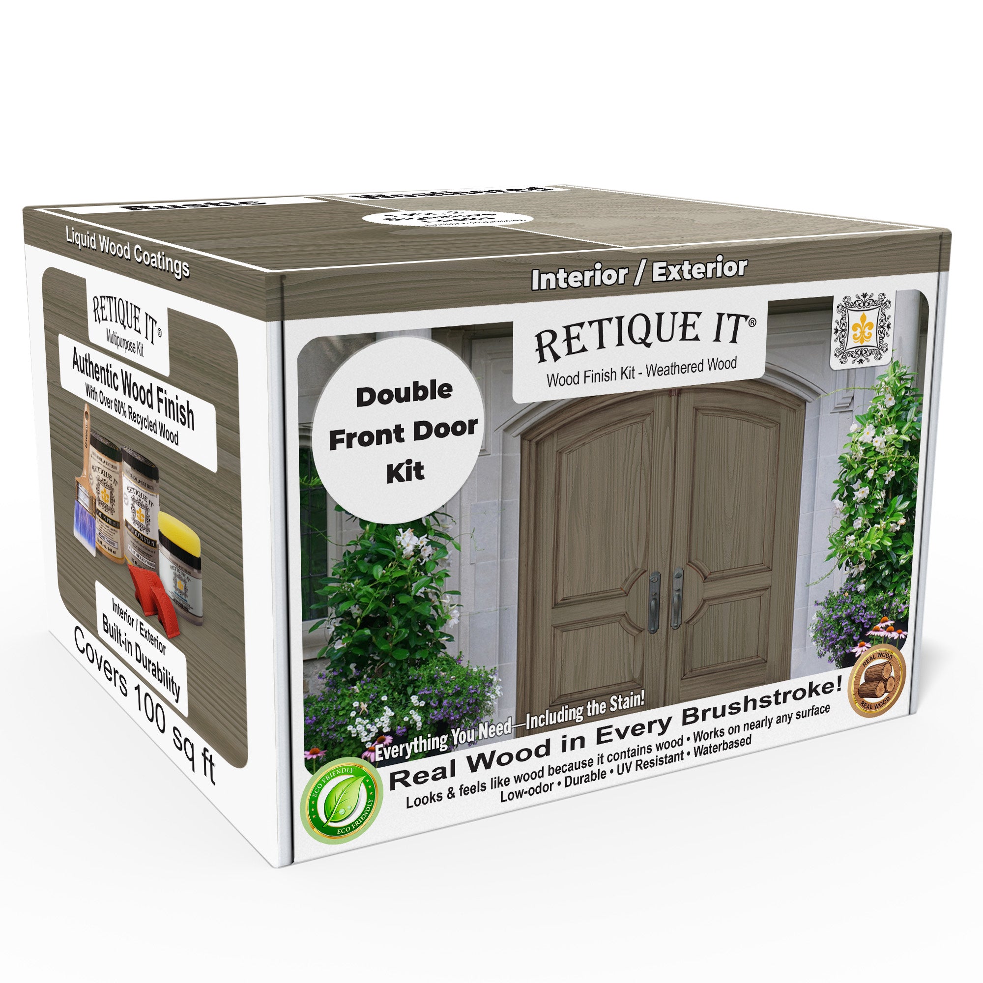 Wood'n Finish Front Door Kit (Double) - Weathered Wood | Retique It®
