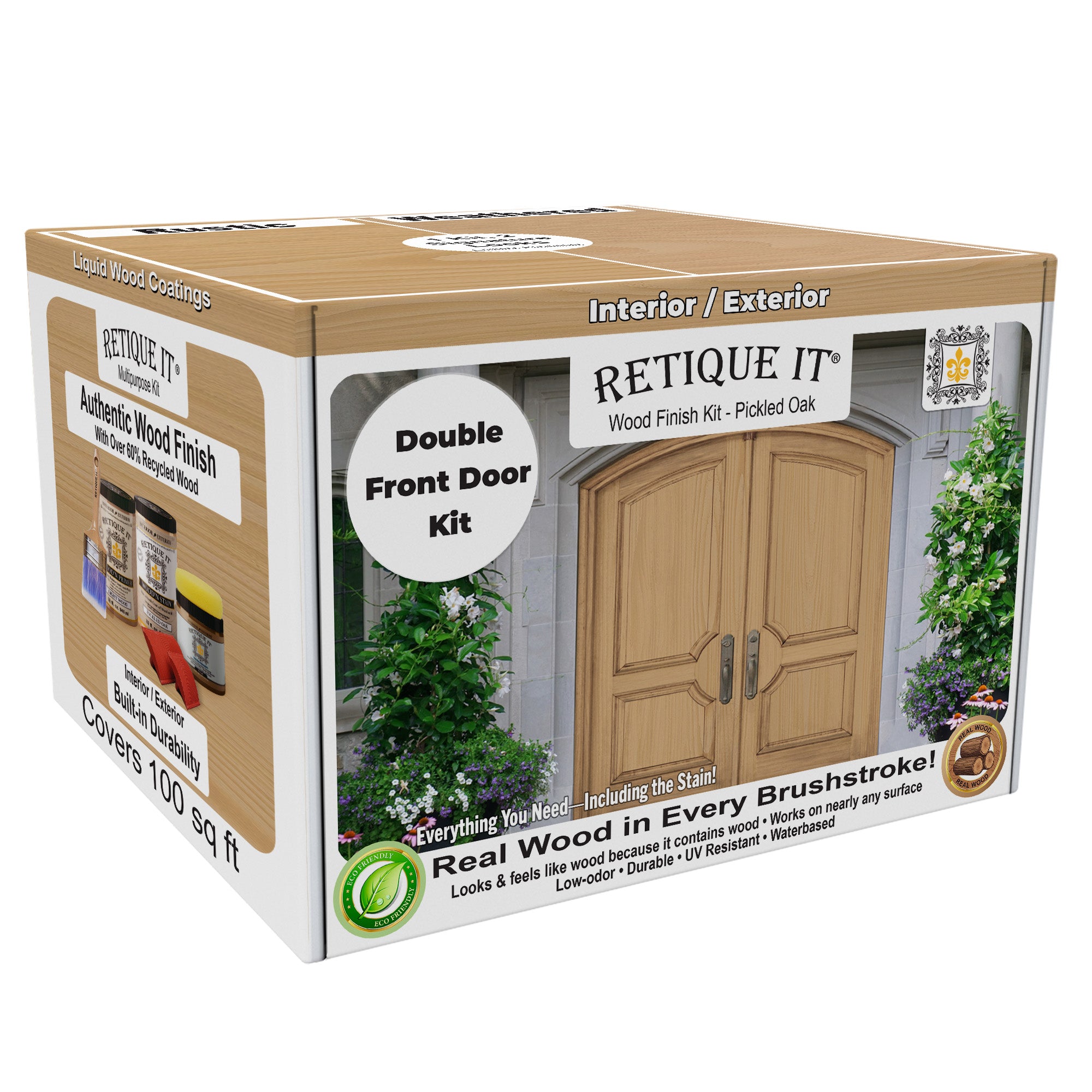 Wood'n Finish Front Door Kit (Double) - Pickled Oak | Retique It®