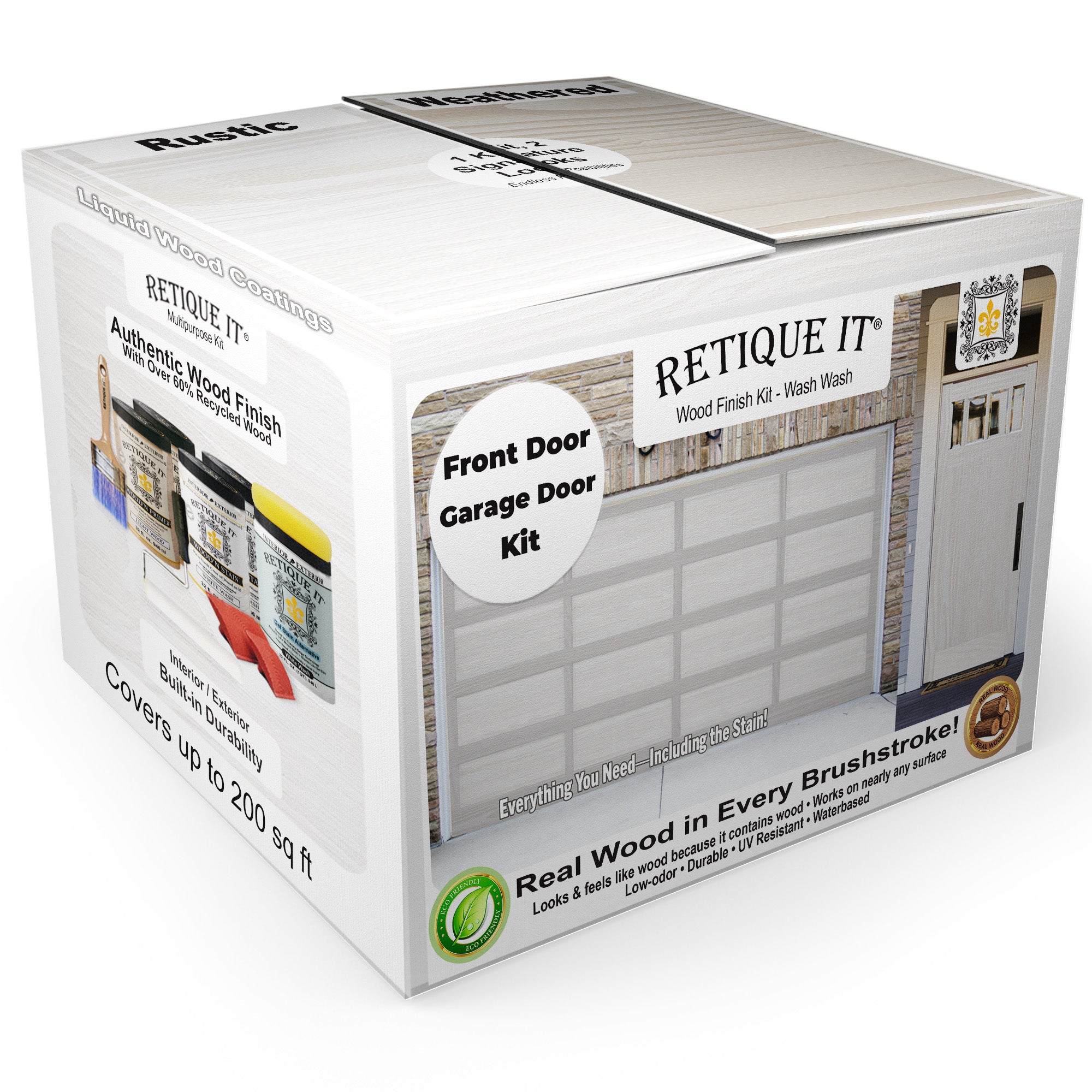 Wood'n Finish Front & Garage Door Kit (Grained) - White Wash | Retique ...