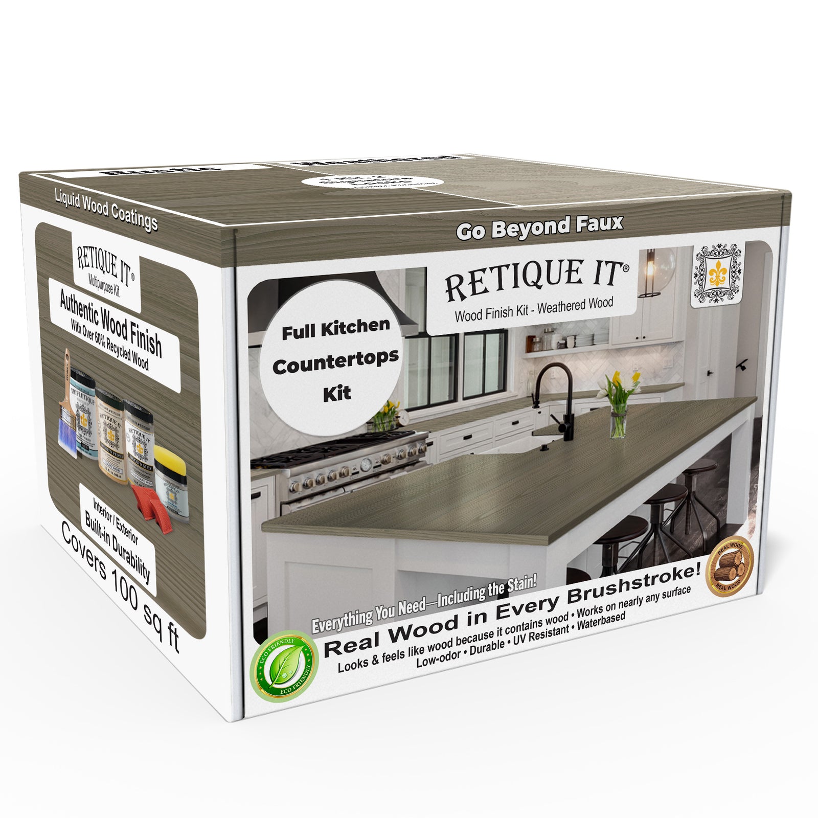 Wood'n Finish Full Kitchen Countertop Kit - Weathered Wood | Retique It ...