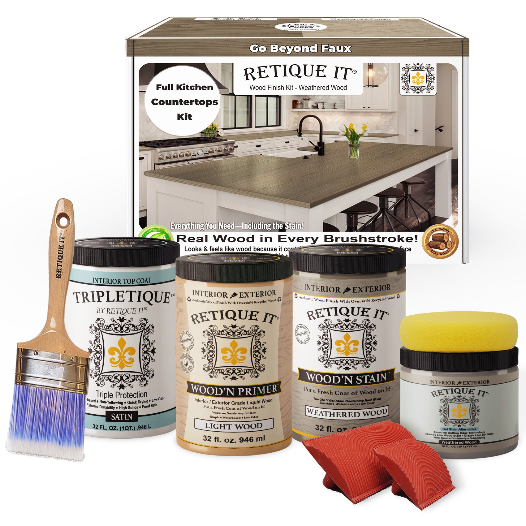 Wood'n Finish Full Kitchen Countertop Kit - Weathered Wood | Retique It ...