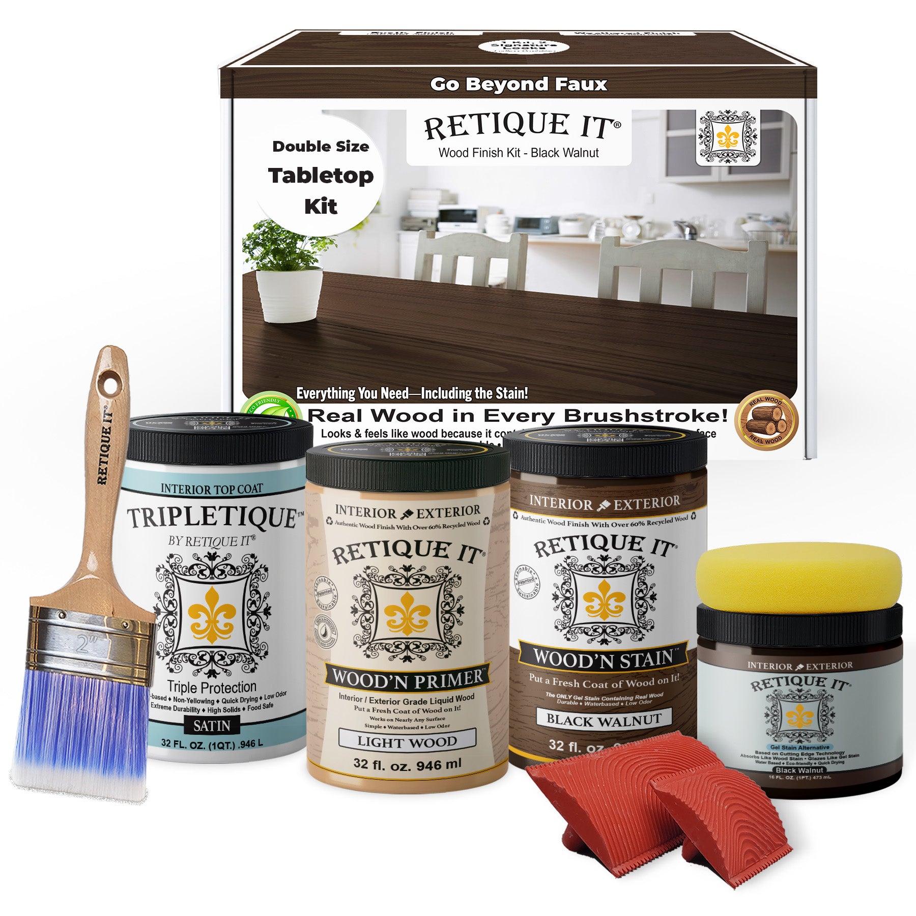 Tabletop Wood'n Finish Kit (4x Large) - Black Walnut | Retique It®